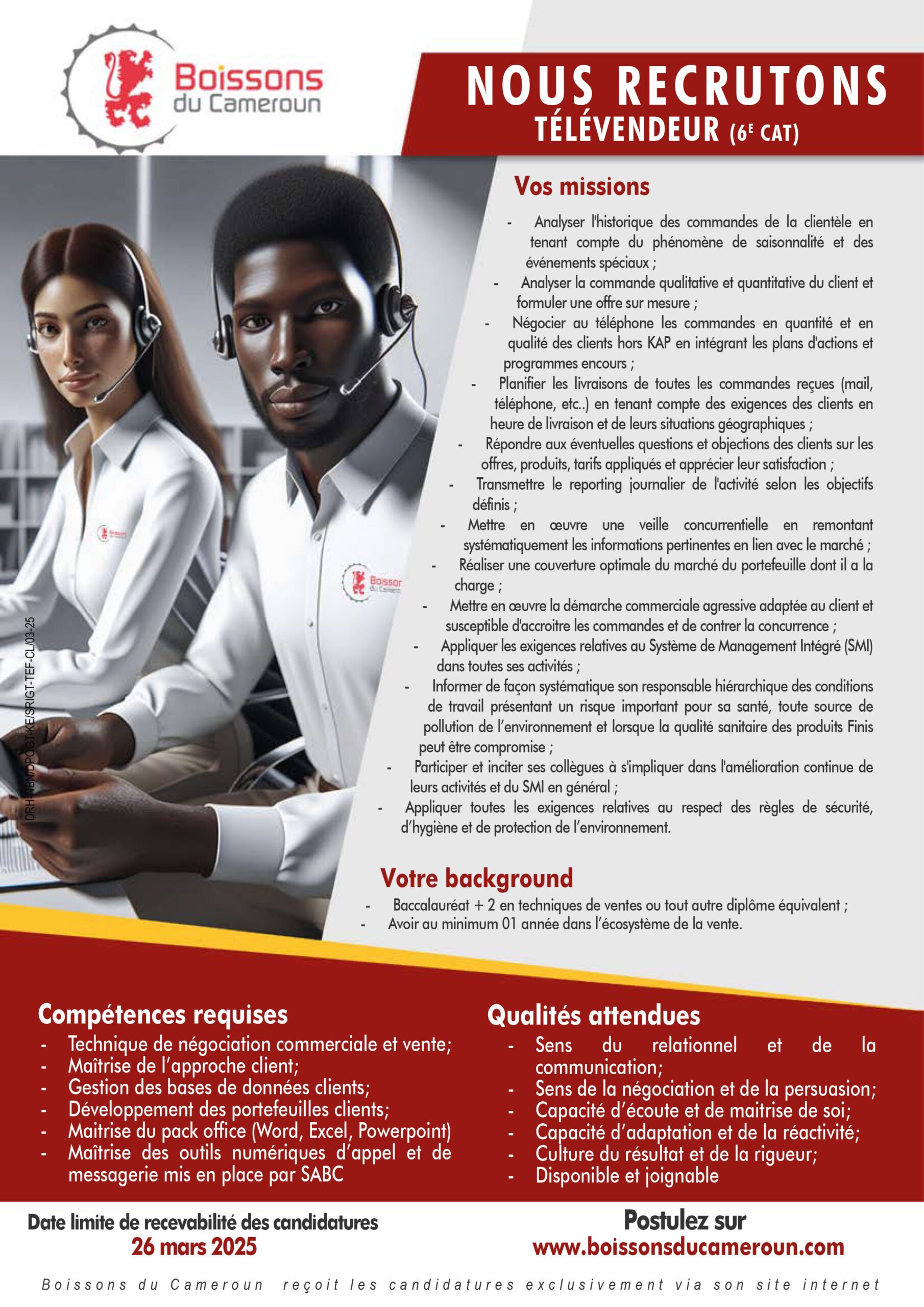 Télévendeur - Boissons du cameroun